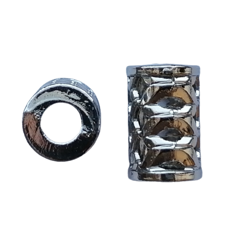 Koord einde metaal 17 mm - gevlochten cilinder zilver (opening 6 mm)